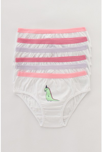 Penti Optik Beyaz Kız Çocuk Dino Color 6lı Slip Külot