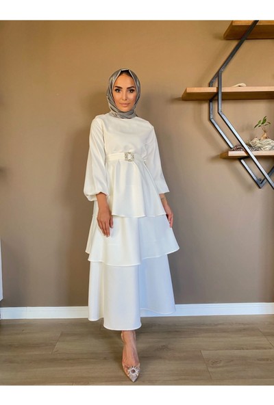 Kadın Tesettür Kemerli Elbise