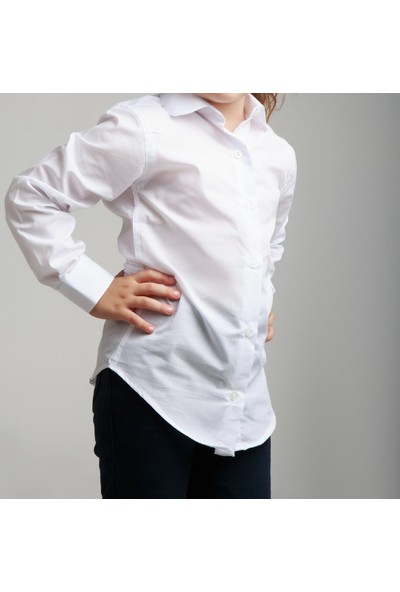 Nacar Çarşı Kız Çocuk Bebe Yaka Uzun Kol Beyaz Okul Gömlek