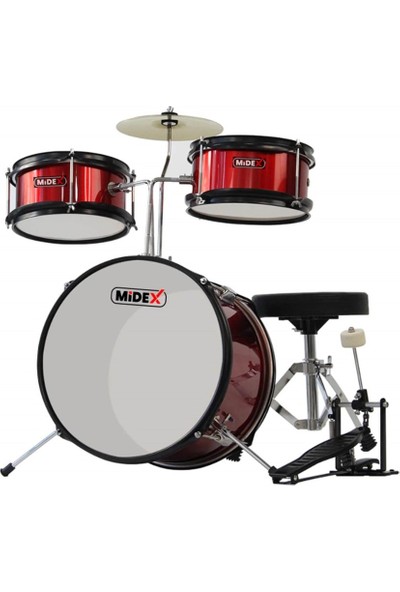 Midex CD300X-RD Akustik Çocuk Baterisi Davulu Seti 5-14 Yaş Için Full Set Midex CD300X-RD Akustik Çocuk Baterisi Davulu Seti 5-14 Yaş Için Full Set
