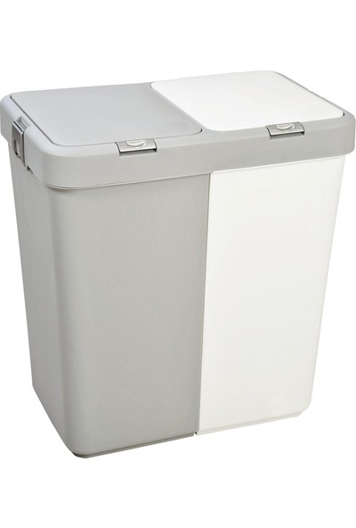 Motek Ikili Dokunmatik Kirli Çamaşır Sepeti Gri-Beyaz Motek Ikili Dokunmatik Kirli Çamaşır Sepeti Gri-Beyaz