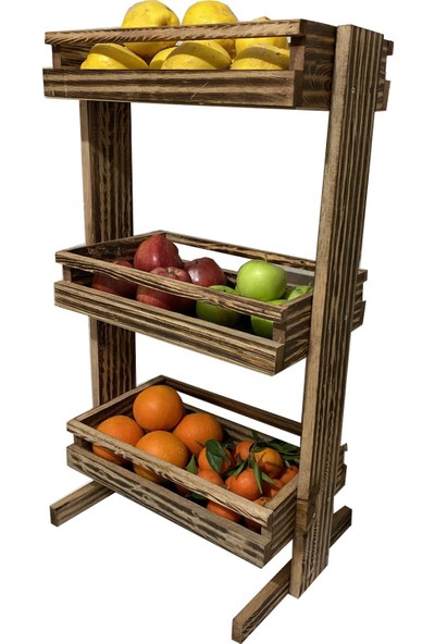 Deha Moda Doğal Ahşap Sebzelik Sebze Rafı 43 x 32 x 80 cm