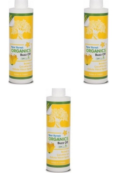 Nurse Harvey's Organics Buzz Off Bebek ve Çocuklar Için Sprey 175ML 3 Adet Nurse Harvey's Organics Buzz Off Bebek ve Çocuklar Için Sprey 175ML 3 Adet