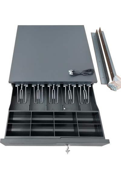 Saypos Manuel Anahtardan Açılır ve Montaj Askılı Metal Para Çekmecesi 5 Banknot Gözlü 41X42X11CM Saypos Manuel Anahtardan Açılır ve Montaj Askılı Metal Para Çekmecesi 5 Banknot Gözlü 41X42X11CM