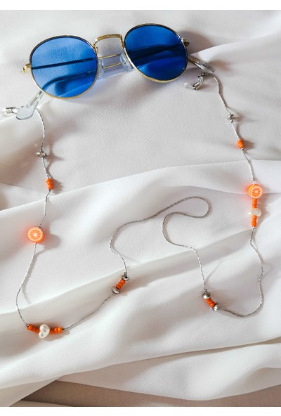 FullControl Cosibella Kadın Tasarım Turuncu Meyveli Gümüş Zincir Gözlük Askısı ve Güneş Gözlüğü Aksesuarı FullControl Cosibella Kadın Tasarım Turuncu Meyveli Gümüş Zincir Gözlük Askısı ve Güneş Gözlüğü Aksesuarı