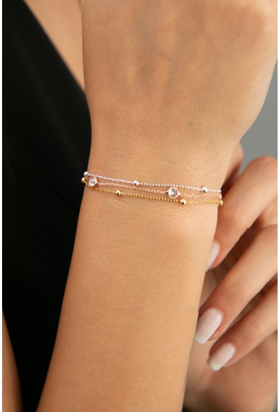 Elika Silver Kadın Dorika Top Detaylı 3 Renk 925 Ayar Gümüş Bileklik Elika Silver Kadın Dorika Top Detaylı 3 Renk 925 Ayar Gümüş Bileklik