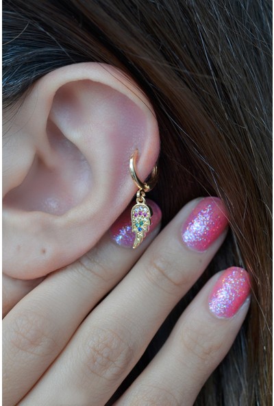 Sacce Scarves&Accessories Melek Kanadı Halka Piercing Helix Kıkırdak Küpesi