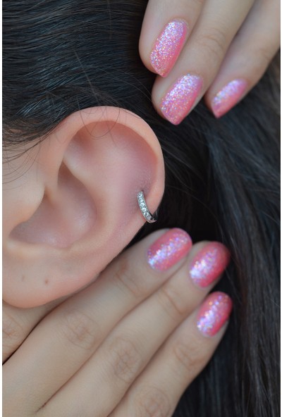 S&A Accessories Gümüş Renk Zirkon Taşlı Halka Piercing Tragus Helix Kıkırdak Küpesi S&A Accessories Gümüş Renk Zirkon Taşlı Halka Piercing Tragus Helix Kıkırdak Küpesi