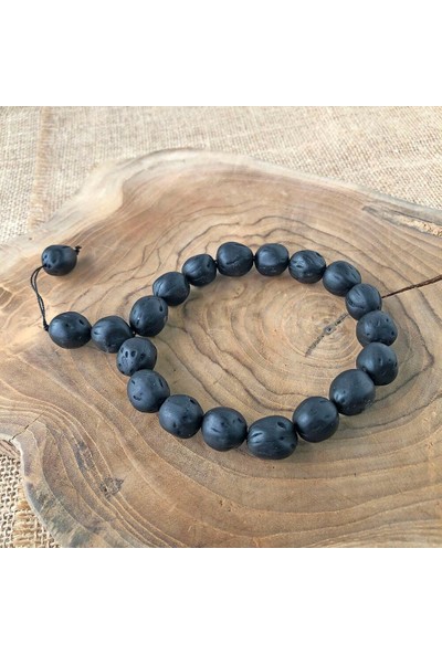 İmran Doğal Taş Sistemli Doğal Kesim Siyah Renk Kokulu Andız Ağacı Efe Tesbih