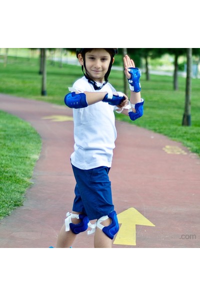 Paten Kaykay Koruyucu Set Dizlik Dirseklik Bileklik Mavi