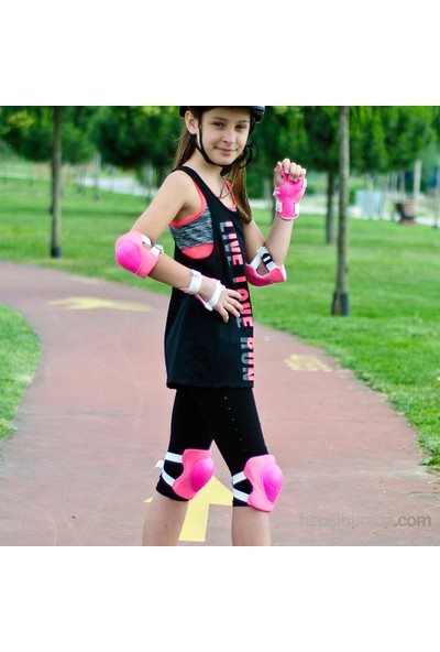 Paten Kaykay Koruyucu Set Dizlik Dirseklik Bileklik Pembe