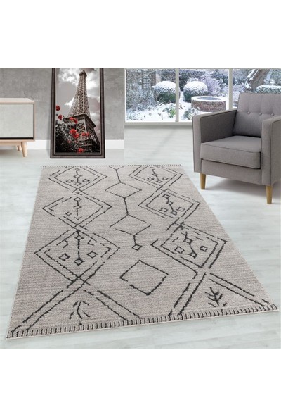 Oves Home Modern Yumuşak Salon Halısı Berber Stil Kilim Desenli Halı Bej Oves Home Modern Yumuşak Salon Halısı Berber Stil Kilim Desenli Halı Bej