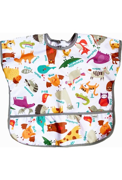Yorni Su Geçirmez Cırtlı Cepli Yarım Kollu Bebek/çocuk Mama Önlüğü 1-3 Yaş