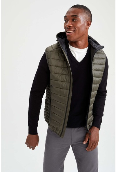 DeFacto Dik Yaka Kapüşonlu Su İtici Hafif Şişme Yelek N4652AZ21AU