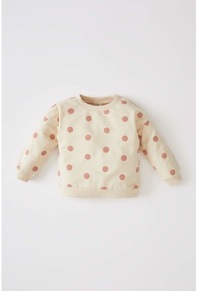 Defacto Kız Bebek Puantiye Desenli Sweatshirt V5981A221AU