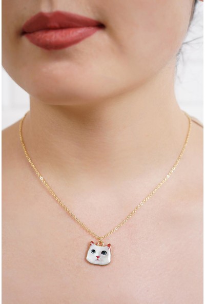 Muezra Beyaz Şirin Kedili Kolye Kedicins Muezra Beyaz Şirin Kedili Kolye Kedicins