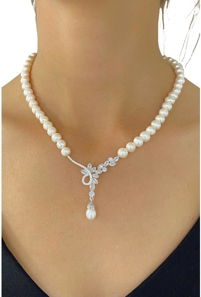 MaGümüş Yeni Model Üst Kalite Inci Gerdanlık 925 Gümüş Kolye MaGümüş Yeni Model Üst Kalite Inci Gerdanlık 925 Gümüş Kolye