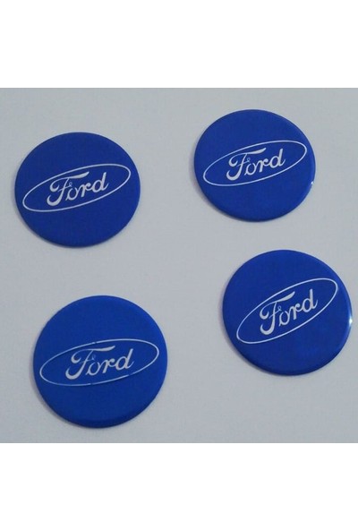 Özdemir Aksesuar Ford Alüminyum Yapıştırma Jant Göbeği Mavi 4'lü 55MM