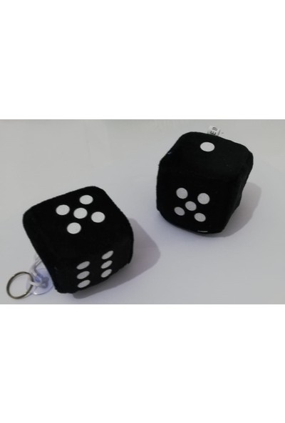 Özdemir Aksesuar Vantuzlu Peluş Zar Araba Süsü Siyah