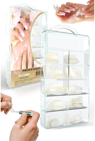 Izla 100'LÜ Şeffaf Takma Tırnak + Takma Tırnak Yapıştırıcı Seti