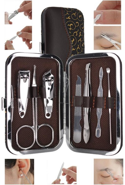 İzla Deri Çantalı 7 Parça Manikür Seti