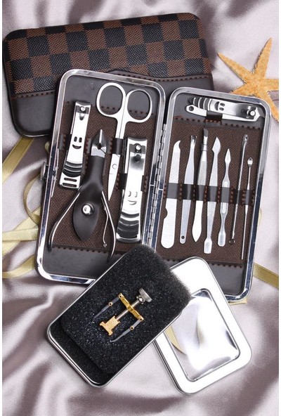 Mujgan 2'li Tırnak Bakım Seti Deri Çantalı12'li Manikür Seti + Tırnak Batık Çıkarıcı Aparat