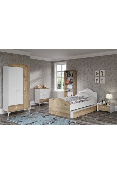 Baby Darling Kanguru Yavrulu Çocuk Odası Takımı Meşe (Mdf)