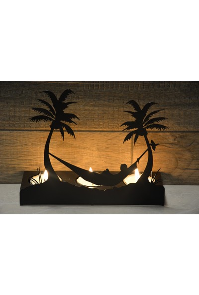Pnr Dekor (Üçlü) Summer Palmıye Metal Mumluk Şamdan Pnr Dekor (Üçlü) Summer Palmıye Metal Mumluk Şamdan