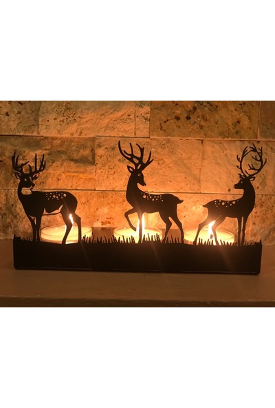 Pnr Dekor (Üçlü) Geyik Metal Mumluk Şamdan Pnr Dekor (Üçlü) Geyik Metal Mumluk Şamdan