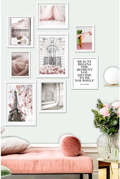 Lyn Home & Decor Çerçeveli ve Camlı 8 Li Tablo Pembe Rüya Lyn Home & Decor Çerçeveli ve Camlı 8 Li Tablo Pembe Rüya
