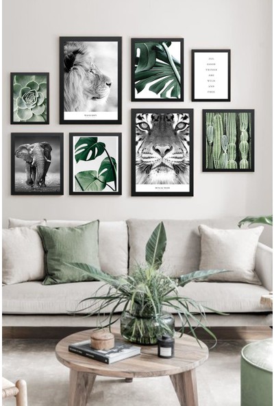 Lyn Home & Decor Çerçeveli ve Camlı 8 Li Tablo Yeşil Doğa Lyn Home & Decor Çerçeveli ve Camlı 8 Li Tablo Yeşil Doğa
