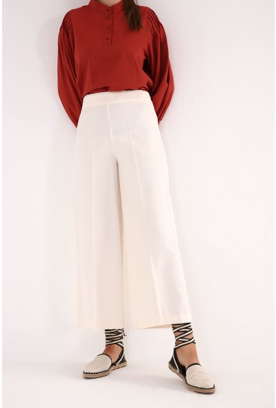 ALLDAY %100 Pamuk Ütü Izli Bol Paça Pantolon ALLDAY %100 Pamuk Ütü Izli Bol Paça Pantolon
