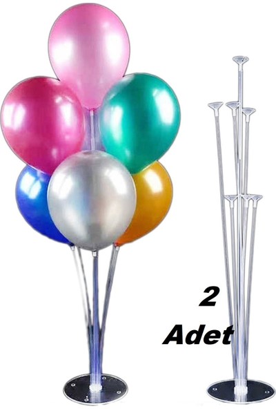 Morbeyazhome 2 Li Balon Süsleme Standı 7 Çubuklu Set Yerli Üretim 75 cm