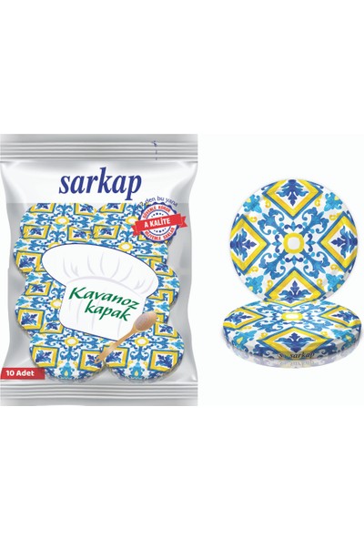 Sarkap Hijyenik Paketli 10 Adet Kavanoz Kapağı -Çini Model - 82MM Sarkap Hijyenik Paketli 10 Adet Kavanoz Kapağı -Çini Model - 82MM