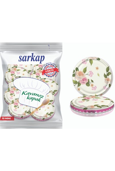 Sarkap Hijyenik Paketli 10 Adet Kavanoz Kapağı - Pembe Güllü - 82MM Sarkap Hijyenik Paketli 10 Adet Kavanoz Kapağı - Pembe Güllü - 82MM