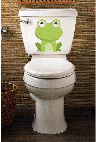 Msticker Sevimli Kurbağa Figürlü Banyo Klozet Kapağı Sticker 23 x 28,5 cm
