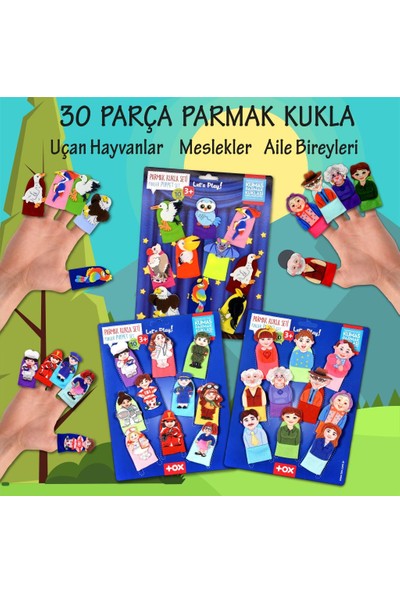 Tox 3 Set - 30 Parça Tox Meslekler, Aile Bireyleri ve Uçan Hayvanlar Parmak Kukla T75-2 T76-2 T222 Tox 3 Set - 30 Parça Tox Meslekler, Aile Bireyleri ve Uçan Hayvanlar Parmak Kukla T75-2 T76-2 T222