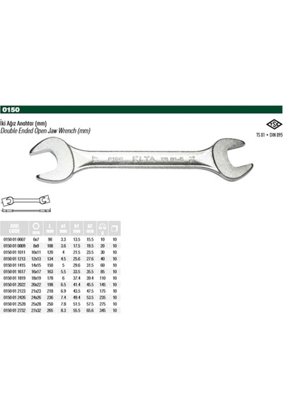 Elta 24X26 mm Iki Ağız Anahtar 0150 01 2426