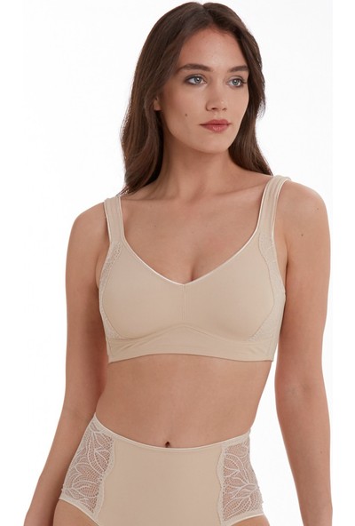 Kenar Dantel Toparlayıcı Sütyen / Ten Rengi / 90B