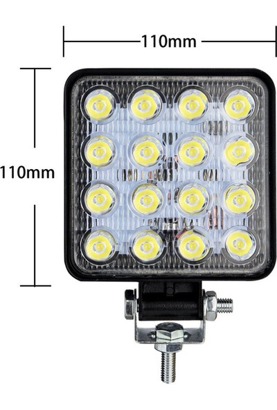 UniChrome ZAUSS 2 Adet 16 LED Kare Lamba Off Road Traktör Tekne (110 x 110 Mm) UniChrome ZAUSS 2 Adet 16 LED Kare Lamba Off Road Traktör Tekne (110 x 110 Mm)