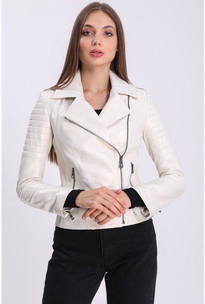 Deri Effect Kadın Siyah Deri Mont