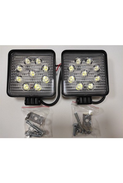 Niken Kalın Tip Off Road Sis Farı Sis Lambası 9 LED Kare 2,li Paket Niken Kalın Tip Off Road Sis Farı Sis Lambası 9 LED Kare 2,li Paket
