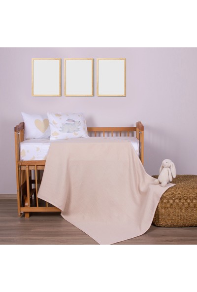 ARBA BABY Organik Müslin Pikeli Bebek Nevresimi - Kalp ve Tavşan Temalı ARBA BABY Organik Müslin Pikeli Bebek Nevresimi - Kalp ve Tavşan Temalı