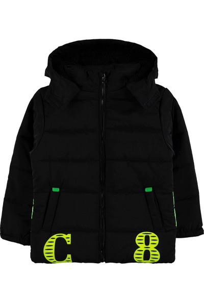 Civil Boys Erkek Çocuk Kapüşonlu Mont 6-9 Yaş Siyah