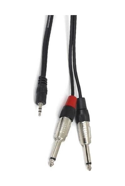 YKA 3.5 mm Stereo To 2x6.3 mm Mono Kablo 1.5 mt YKA 3.5 mm Stereo To 2x6.3 mm Mono Kablo 1.5 mt