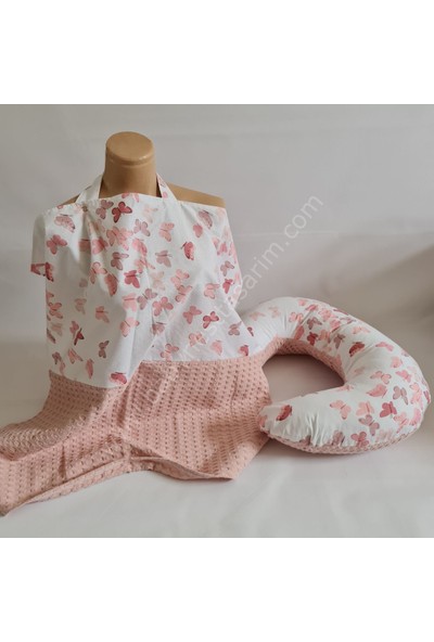 Babynest Dünyası Pudra Pike Emzirme Önlüğü ve Yastığı
