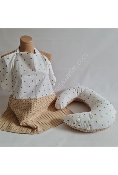 Babynest Dünyası Kahve Pike Emzirme Önlüğü ve Yastığı