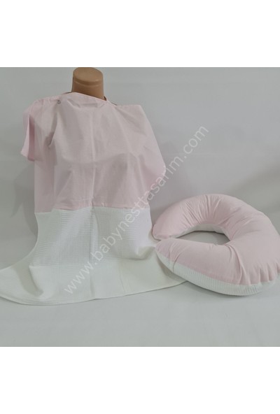 Babynest Dünyası Beyaz Pike Emzirme Önlüğü ve Yastığı