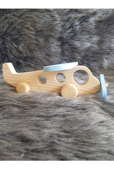 Websunday Ahşap Oyuncak Uçak - Bebek Mavisi
