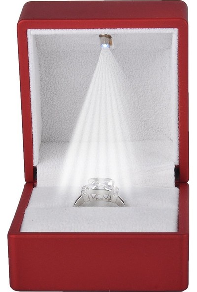 Standmarket Işıklı Yüzük Kutusu Kırmızı Ahşap